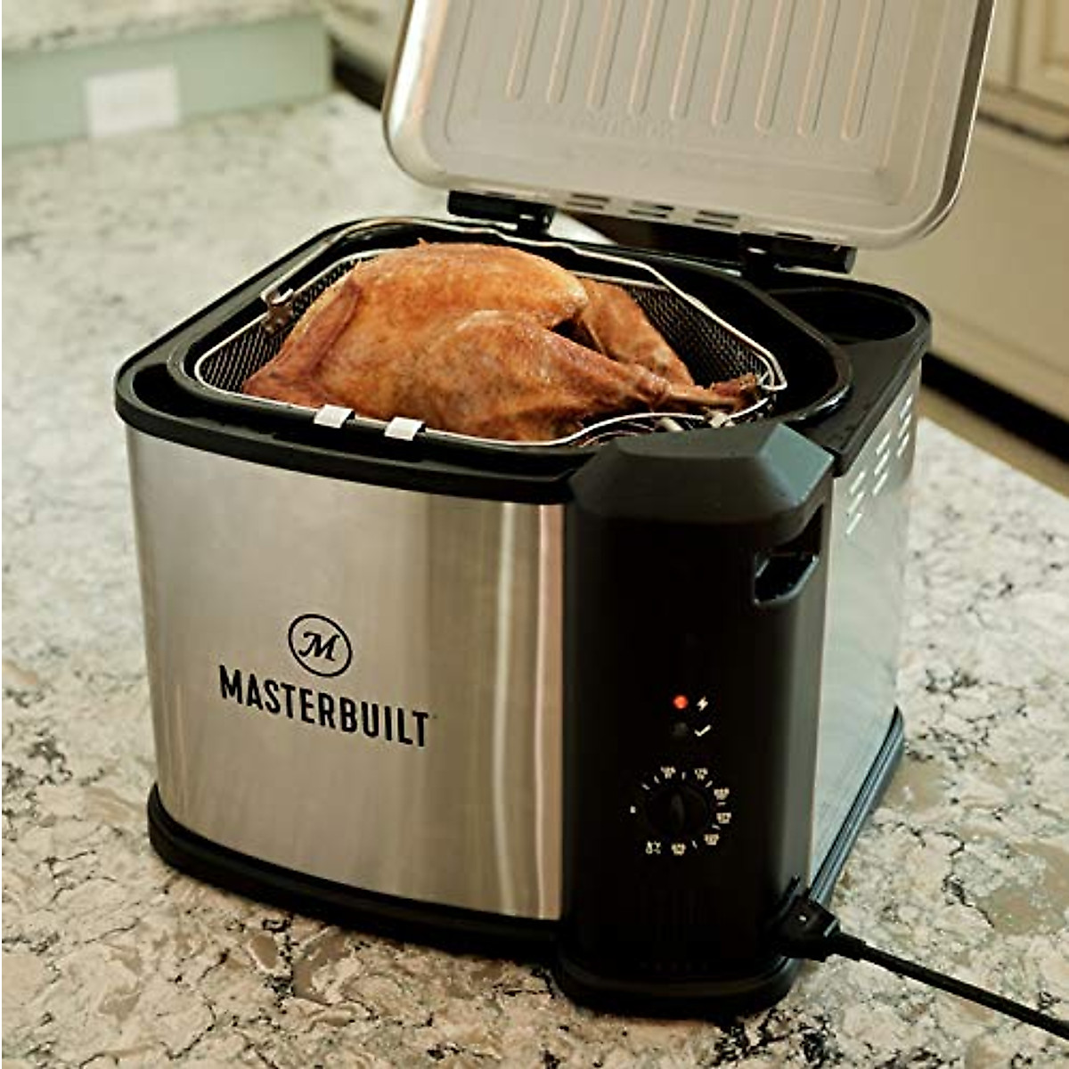 Masterbuilt MB20012420 Butterball XL 10 Liter Electric 3-in-1 Deep Fryer Boiler Steamer Cooker with Basket for Turkey, Seafood, & More, Silver