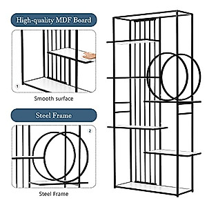 JIVOIT 70.9" Tall Open Bookshelf with Black Metal Frame, Industrial Style 6 Tiers Home Office Bookcase with Round Metal Frame Design, Book Shelves Storage Bookshelf Furniture