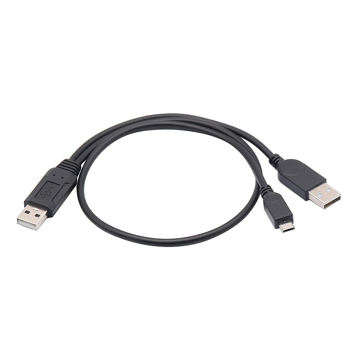 zdyCGTime USB 2.0 A Dual Power Micro Cable, USB 2.0 A Male to USB 2.0 A +Micro USB Male Y Adapter Charging Cable for Samsung, HTC, Tablet and More Extension Cable (1.7 ft)