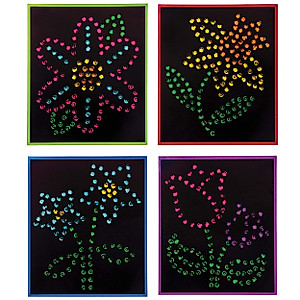 Baker Ross AT386 Flower Sequin Craft Pictures - Pack of 5, for Children to Decorate and Personalise Arts Projects, Ideal Groups, Home Crafting, Class Room Activities