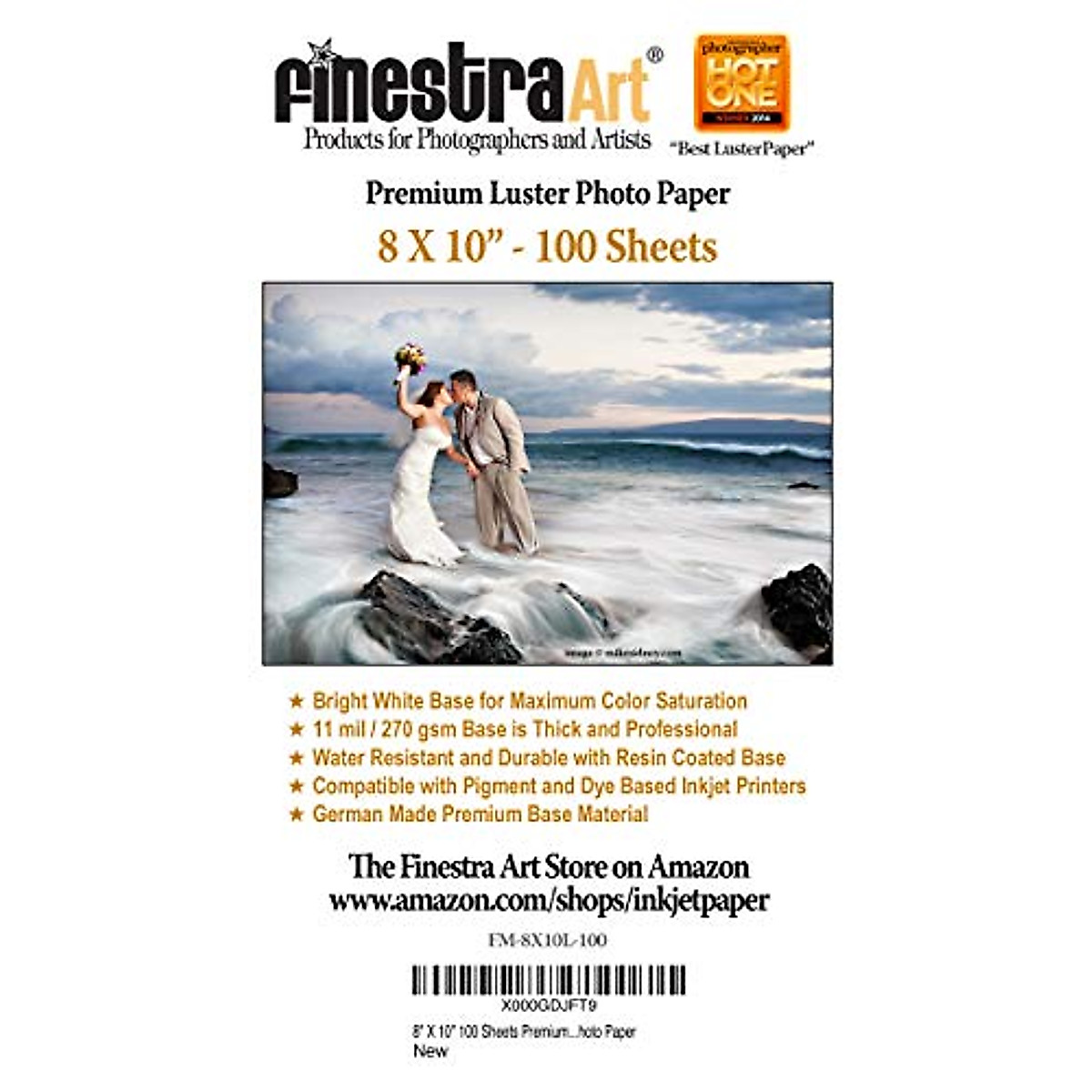 8" X 10" Premium Luster Inkjet Photo Paper - 100 Sheets