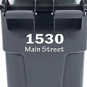 VWAQ Personalized Trash Can Decal Custom Garbage Bin Decor Address Vinyl Sticker - TC14 (White)
