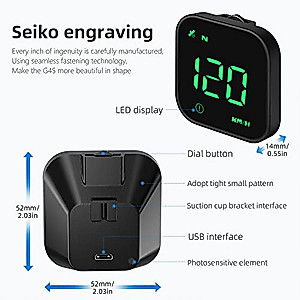 wiiyii G4S Digital GPS Speedometer, New HUD Car Head Up Display with Digital Speed in MPH KPH, Universal for Cars Truck Electric Hybrid Automobile (G4S-Green)