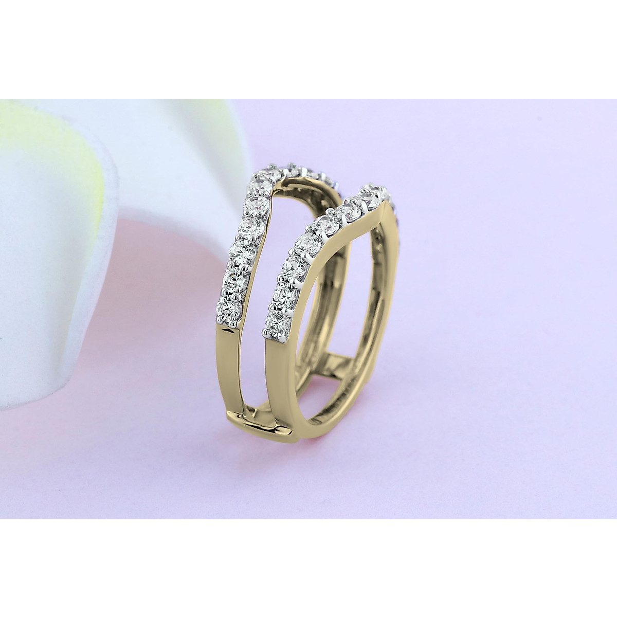 Dazzlingrock Collection 1.65 Carat (ctw) Round Cubic Zirconia Wedding Enhancer Guard Ring for Women in 10K Yellow Gold Size 6