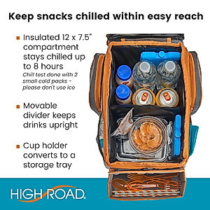 High Road CarHop Car Seat Organizer - Back Seat Organizer for Kids or Front Seat Organizer for Drivers with Cup Holders, Tray Top, Side Pockets and Soft Cooler or Storage Compartment