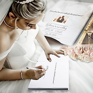 LSSH GmbH Guest Book - Elegant Wedding Guest Book with 100 Blank Pages, Baby Shower, Birthday, Graduation and Special Events -Wedding Sign in, Photos (Beige)