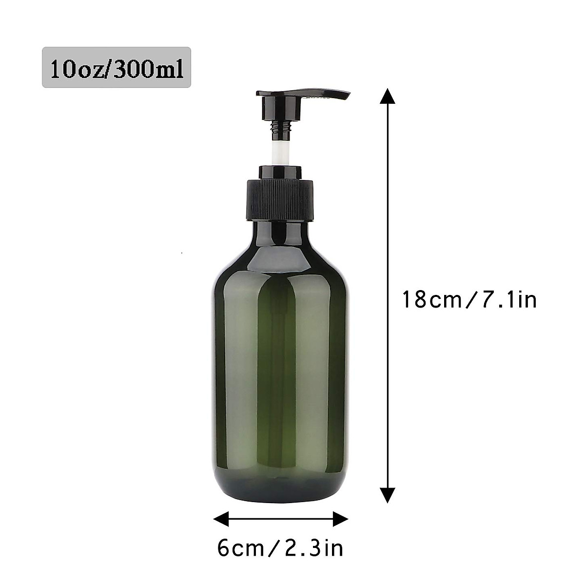 Sdoot Green Pump Bottle 2 Pack, 10oz Shampoo Pump Bottle Plastic Pump Dispenser Bottle Squeeze Containers for Shampoo Lotion Body Wash