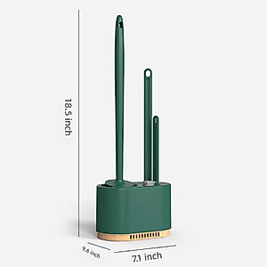 Toilet Brush and Plunger Set,3 in 1 Toilet Bowl Brush Plunger Set with Ventilated Holder for Deep Cleaning, Bathroom Cleaning Combo with Modern Caddy Stand (Green)