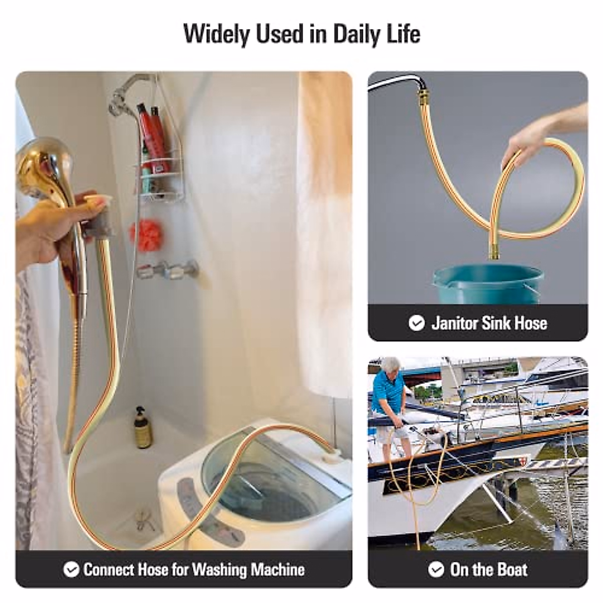 Solution4Patio Homes Garden 3/4 in. x 5 ft. Short Hose Yellow Lead-in Hose Male/Female High Water Pressure Solid Brass Fittings for Water Softener, Dehumidifier, Vehicle Water Filter 5 Years Warranty