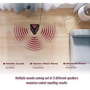 Plug-in Rodent Ultra Sonic Repellent 4-in-1 Rat Repelling Device Get Rid of Mice with Ultrasound Flashlight Predator Sounds Indoor Pest Prevention