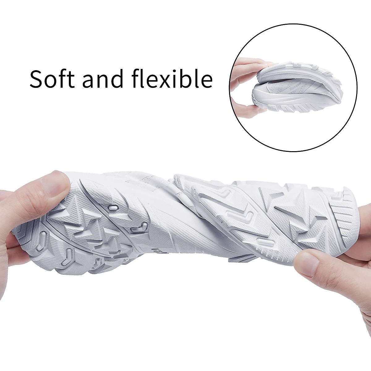 Racqua Mens&Womens Water Shoes Swim Shoes Beach Sport Quick-Dry Aqua Shoes Barefoot for Boating Fishing Hiking Diving Surfing Pool River White 7.5W/6.5M