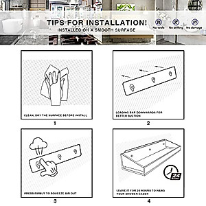 Bakzon Acrylic Shower Caddy Shelves, 2 Pack Self Adhesive Bathroom Storage Organizer, Home Wall Shower Inside Organization and Storage Decor Rv Accessories, First Apartment Essentials