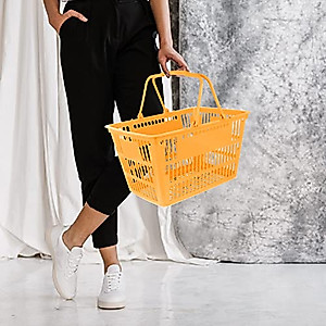 POPETPOP Plastic Shopping Basket with Handle- 16L Portable Handheld Storage Basket Used for Supermarket, Retail, Bookstore