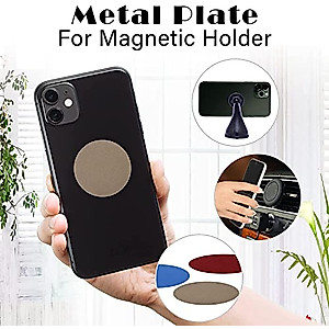 SALEX Replacement Metal Plates Set with Matte Circles. Kit of 18 Round Iron Discs Without Holes for Magnetic Car Phone Holders, Wall & Air Vent Mounts, Cases, Magnets. 3M Adhesive Backing. 18 Pack