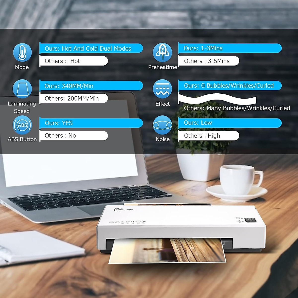 Laminator, 4 in 1 Laminator Machine with 40 Laminating Sheets, A4 Laminating Machine Hot and Cold with Paper Trimmer and Corner Rounder, 9 Inches Personal Thermal Laminator for Home School Office