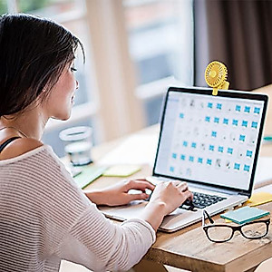 Nezylaf Handheld Fan Clip on Phone Laptop, Mini Fan Powerful Small Personal Portable Fan 1 Speeds USB Rechargeable Fan for Girls Woman Outdoor Travel (Yellow)…