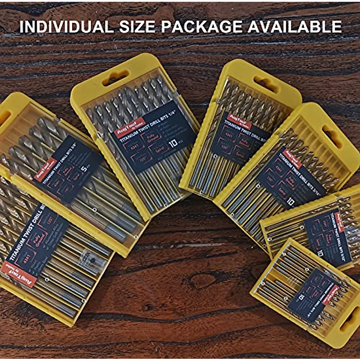AugTouf 1/8" Titanium Drill Bits (10pcs), 4341 HSS 135° Metal Drill Bits for Wood, Metal, Steel, Plastic, Aluminum Alloy