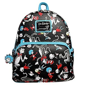 Loungefly Dr Seuss Cat in the Hat AOP Double Strap Shoulder Bag Purse