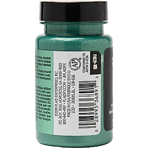 PlaidFX Metallic Flexible Acrylic Paint Ideal for Pliable Surfaces and Cosplay Costumes, Non-Cracking or Peeling, No-Tack, Durable, 3 oz, Emerald