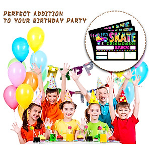 ONDTOM Tie Dye Roller Skating Birthday Party Invitations With Envelopes(4" x 6")- 20 Pack - Teenager Skate Party Invites-c19