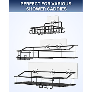 duskeep 20 Pack Shower Caddy Adhesive Replacement, Waterproof Shower Adhesive Strips, Strong Adhesive Wall Hooks for Shower Shelves, No Drilling, for Bathroom Storage Organizer & Kitchen Racks