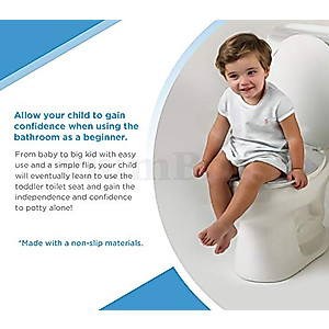 PlumBoss E2000 Elongated Toilet Seat with Built in Potty Training Toddlers Seat Magnetic Kids Seat Fits both Adult and Child Plastic Off white