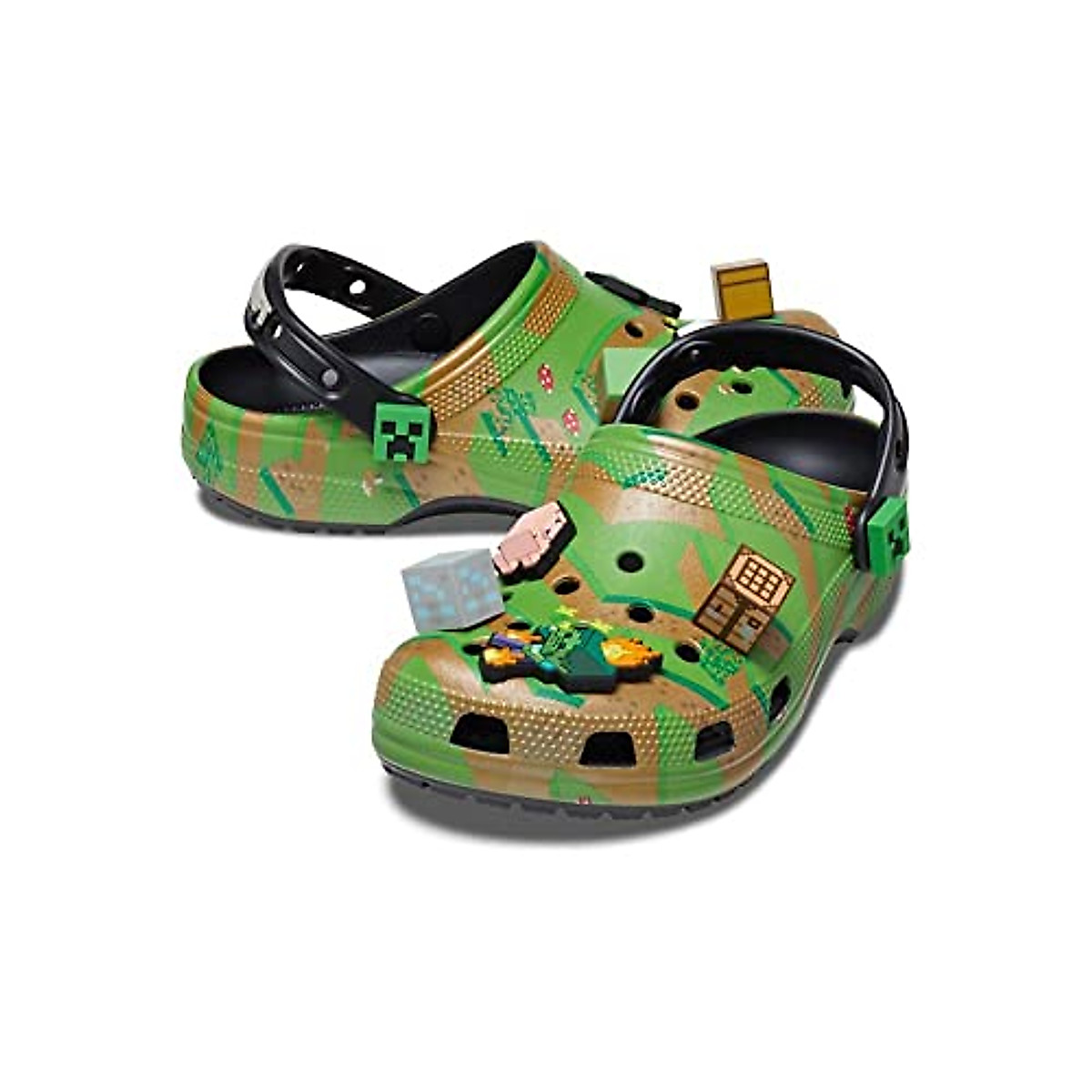 Crocs Unisex Classic Minecraft Clogs, Multi Green, Numeric_7 US Men