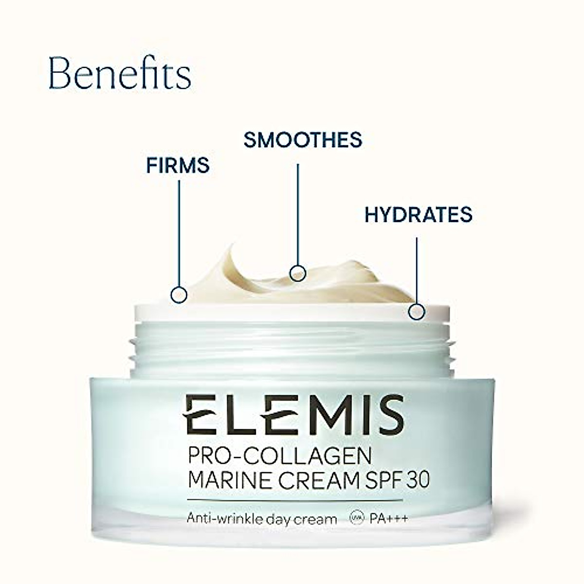 ELEMIS Pro-Collagen Marine Cream SPF 30 | Lightweight Anti-Wrinkle Daily Face Moisturizer Firms, Smoothes, Hydrates, & Delivers Sun Protection | 50 mL