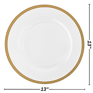 Elegant Gold Rimmed Plastic Charger Plates - 13" (Pack of 4) - Elegant & Durable for Entertaining, Dining, and Decor