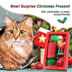 VavoPaw Christmas Stocking Cat Toys, 8PCS X-mas Santa Interactive Cat Toys with Santa Claus, Gingerbread Man, Cat Teaser Wand, Plush Rat Ball for Cat Kitten Kitty