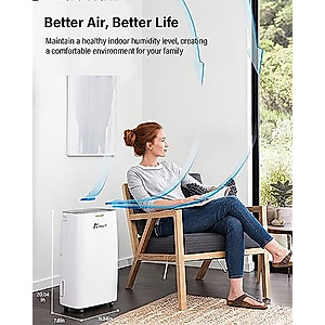 32-Pint Dehumidifier for Basement and Large Room - 2000 Sq. Ft, Quiet Dehumidifier for Large Capacity Room Home Bathroom Basements - Auto Continuous Drain Remove Moisture with Child Lock