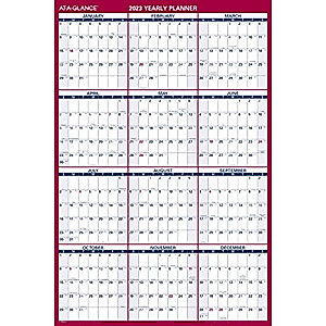 AT-A-GLANCE 2023 Erasable Calendar, Dry Erase Wall Planner, 48" x 32", Jumbo, Vertical/Horizontal, Reversible (PM32628)