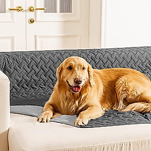 gogobunny 100% Double Sided Waterproof Dog Blanket Soft Pet Bed Cover Reversible Protect Furniture Couch Sofa Car for Puppy Cat Kids (Dark Grey/Light Grey, 68x82 Inch (Pack of 1))