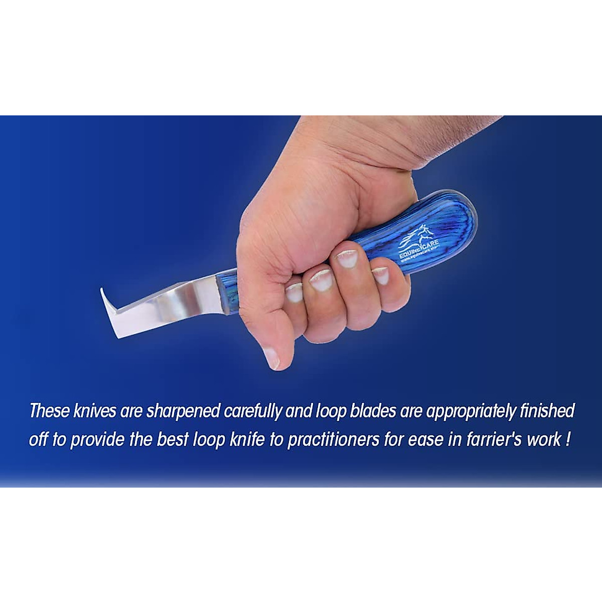 Equine Care Razor Edge Hoof Knife Sharpened Stainless Steel Blade and Sheet Handle Loop Knife (With Hoof Pick) Farrier Tools.