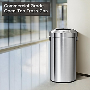 EKO Urban Commercial Round Open Top Stainless Steel Trash Can 90L