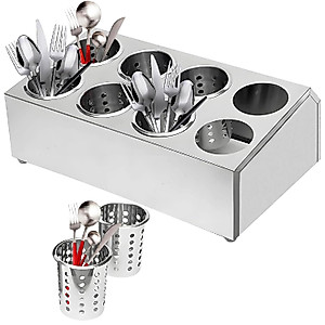 bimiti 8 Holes Flatware Cylinder Holder Commercial Stainless Steel Utensil Storage Caddy Drying Rack Countertop Silverware Organizer For Restaurant Hotel Buffet
