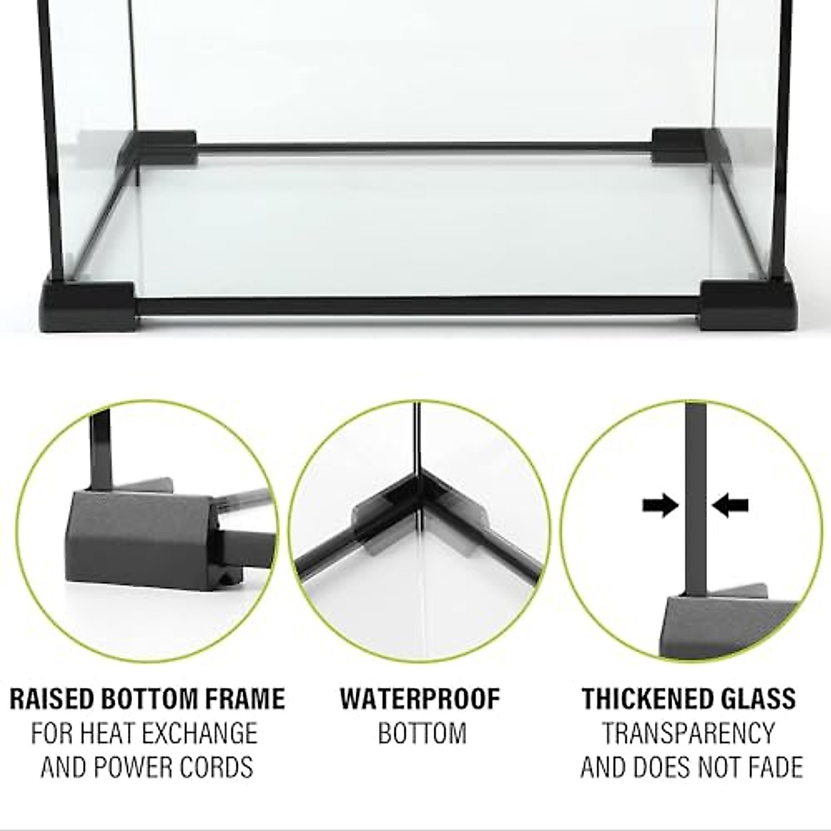 Reptile PC Terrarium, Amphibians Habitat Cages 12 x 8 x 6.3 Starter Kits, Top Sliding Door Ventilation Tanks with Heating Mat, Stainless Steel Tweezer