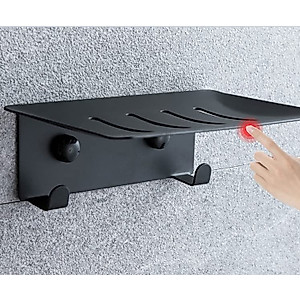 Soap Dish Holder, 2 Pack Stainless Steel Bathroom Soap Dishes Holders for Shower Wall, Bar Soap Saver Tray with Drain for Bathroom Kitchen, 2 Installation Ways (Black)