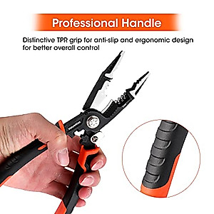 ValueMax 6-in-1 Wire Stripper, 8.5" Wire Stripper and Crimping Tool, CR-V Multifunctional Professional Wire Stripper Cutter for Electric Cable