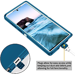 Regsun for Galaxy Note 10 Case,Shockproof 3-Layer Full Body Protection [Without Screen Protector] Rugged Heavy Duty High Impact Hard Cover Case for Samsung Galaxy Note 10,Turquoise/White