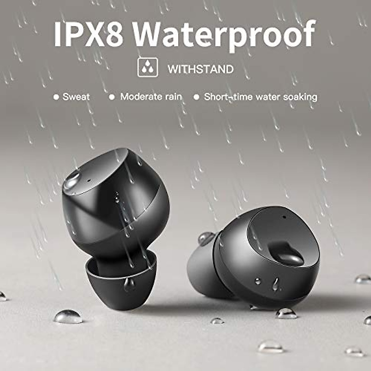 Hestom S10 Bluetooth 5.0 True Wireless Earbuds, IPX8 Waterproof 30H Cyclic Playtime HI-FI Stereo Headphones with Type c Charging Case, in-Ear Earphones Headset with mic for Sport