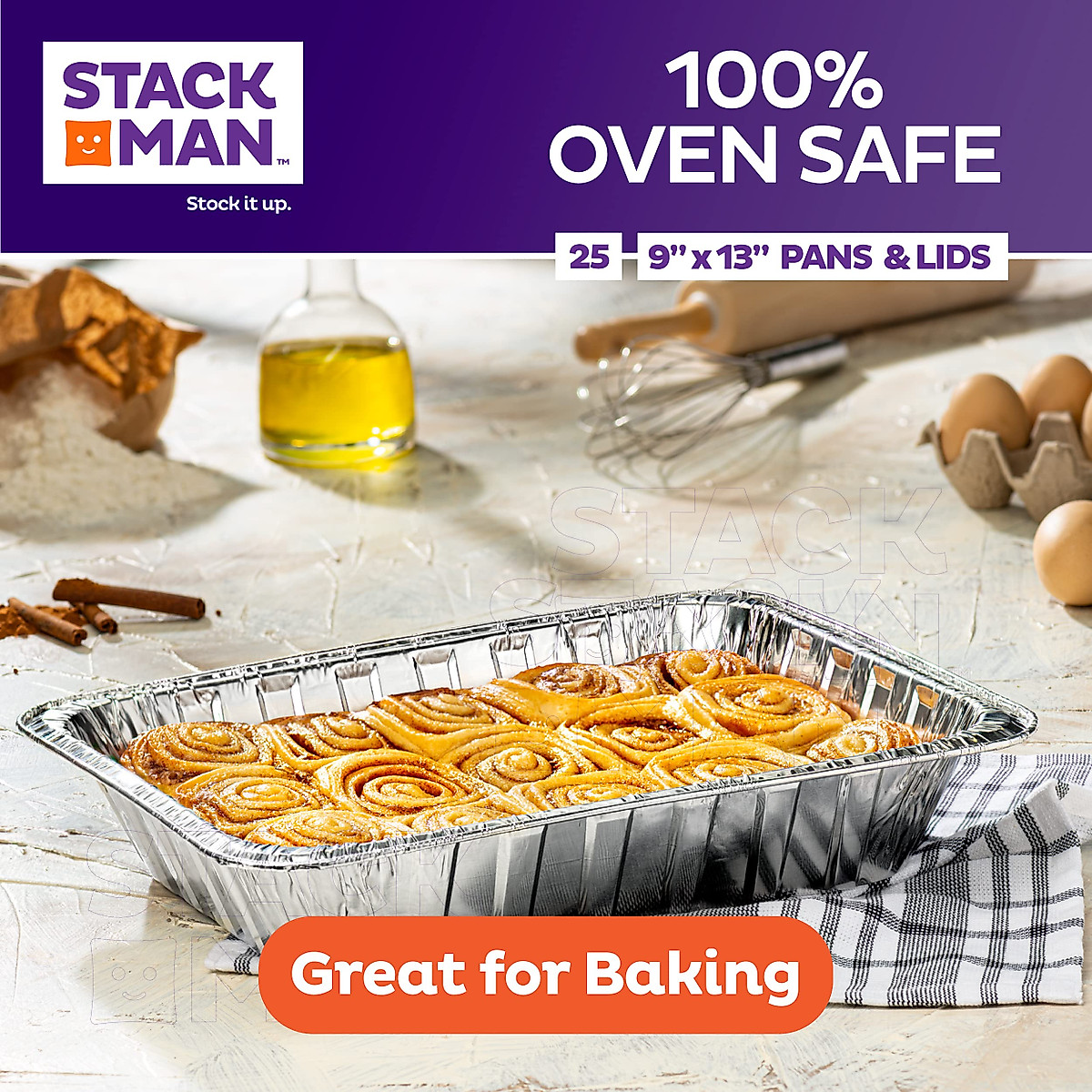 Aluminum Pans with Lids 9x13 Disposable Foil Pans [25-Sets] Heavy-Duty Baking Pans, Half-Size Deep Steam Table Pans with Foil Covers- Tin Foil Pans for Cooking, Baking, Heating, Storing, Food Prepping