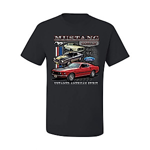 Ford Mustang Classics Untamed American Spirit Cars and Trucks Men's Graphic T-Shirt, Black, Large