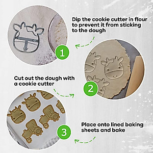 Moose Goods Farm Animal Cookie Cutters - Set of 10 Cookie Cutters for Kids Birthday Party or Themed Parties - Includes Chicken, Pig, Cow, Horse, Duck, Goat, Sheep, Bunny, Barn, & Tractor Cookie Cutter