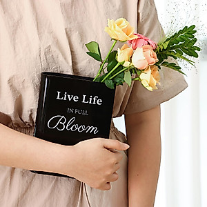 Fixwal Acrylic Book Vase for Home Decor, Modern Book Flower Vase, 6x8 Inches Artistic Irregular Clear Book Vase for Home Bedroom Office Bookshelf Decor (Grey)