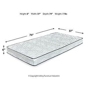 Signature Design by Ashley Bonell 6 Inch Firm Hybrid Mattress, CertiPUR-US Certified Foam, Twin (M96311)
