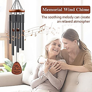 Giergt Sympathy Wind Chimes, Memorial Wind Chimes for Loss of a Loved One Prime, Bereavement Gifts in Memory of Loss of Grandma, Memorial Gifts for Loss of Mother, 32" (Black)