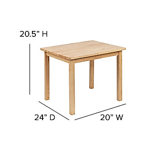 Flash Furniture Kyndl Kids Solid Hardwood Table and Chair Set for Playroom, Bedroom, Kitchen - 3 Piece Set - Natural