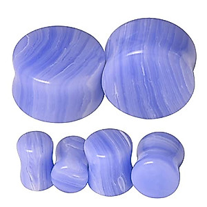 Qmcandy 10 Pairs Stone Ear Plugs Double Flare Saddle Stretching Gauges Expander 2G-5/8 (00g(10mm))