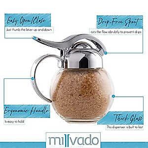 Millvado Syrup Dispenser, Restaurant Style Glass Honey or Maple Syrup Dispenser,10 Ounces, Dishwasher Safe